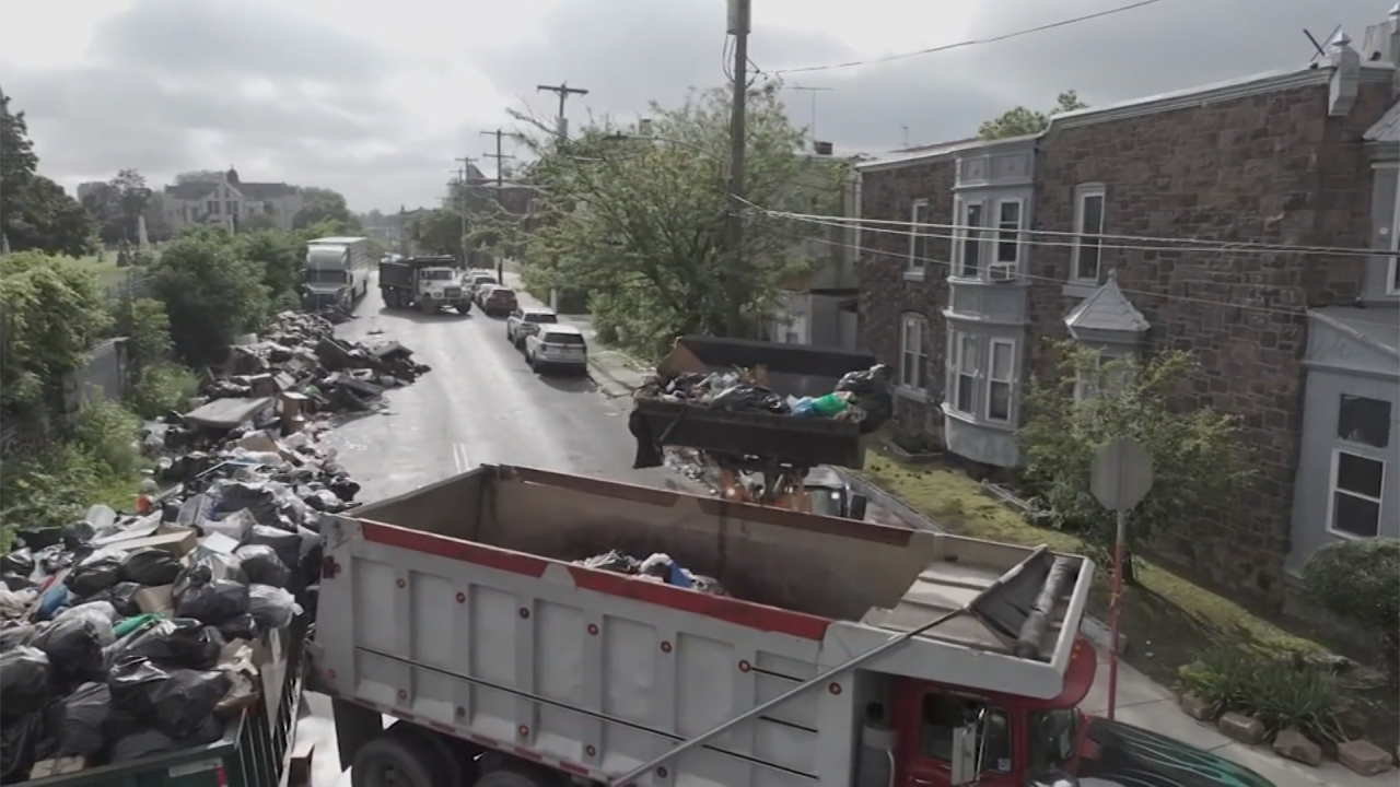 Drone footage shows garbage piles on day seven on Philadelphia refuse workers strike | CNN