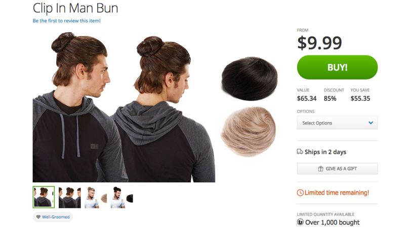 Man bun clip on store