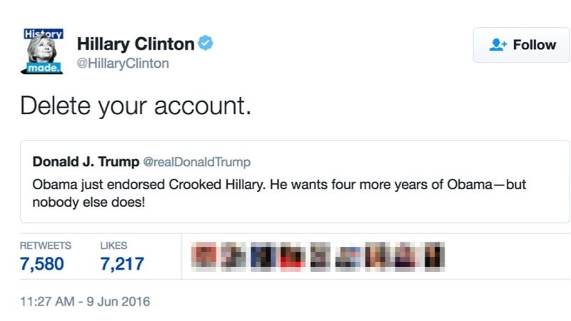 Clinton To Trump Delete Your Twitter Account Cnn Politics