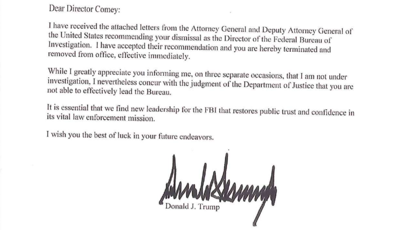 Trumps Letter Firing Fbi Director James Comey Cnn Politics