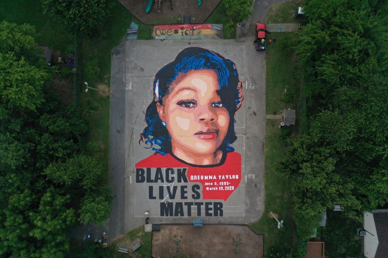Artists and volunteers painted a 7 000 square foot mural of Breonna Taylor CNN