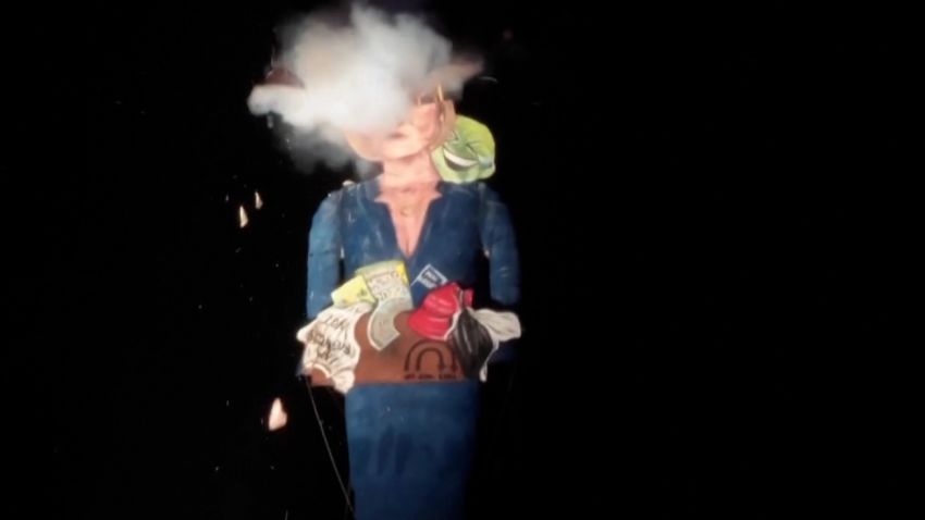 Giant effigy of former UK PM is torched | CNN Giant effigy of former UK PM is torched | CNN
