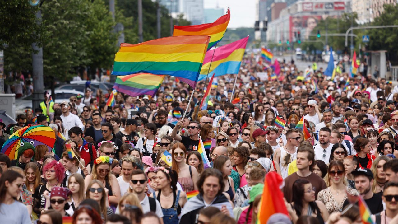 Polish LGBTQ crowds march to demand equal rights as election looms | CNN