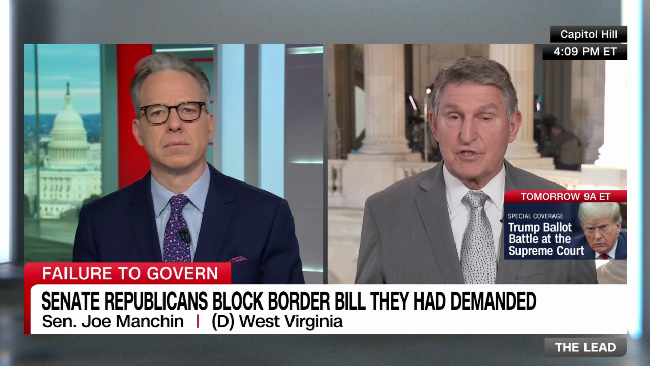 Sen. Manchin calls GOP blocking border bill ‘dangerous’ | CNN Politics