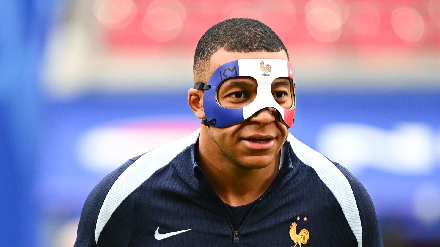 Kylian Mbappé: France captain wears tricolore mask in training after breaking nose at Euro 2024 ...
